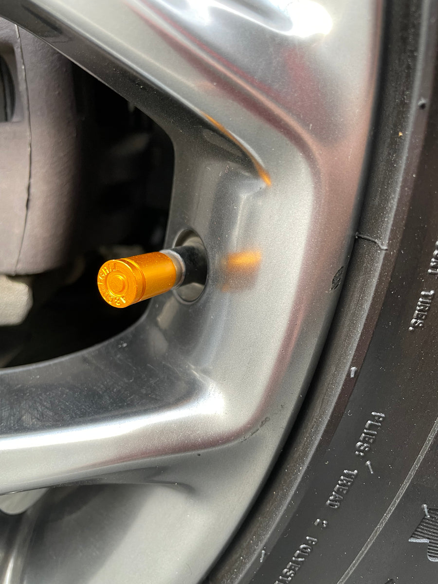 Metal bullet shell casing wheel tire valve stem cap set of 5 choose yo ...